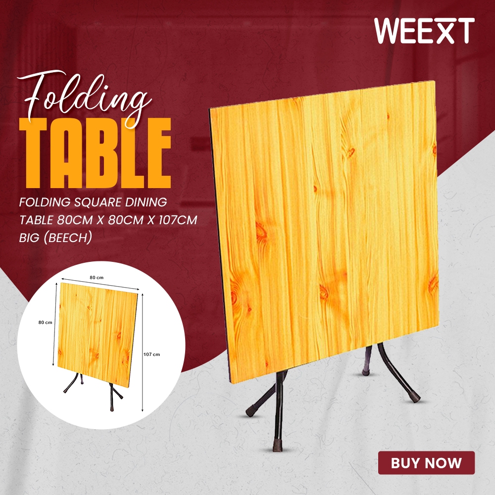 WEEXT Folding Square Dining Table 80cm x 80cm x 107cm Big | Shopee ...