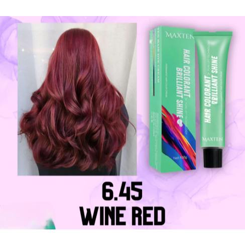 6.45 Wine Red Hair Color and Oxidizing Cream Maxten Professional Hair ...