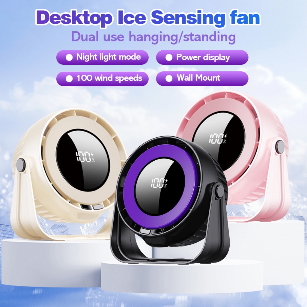 Table Turbo Fan With100-Speed HD Display | 360° Airflow , Wall/Desk ...