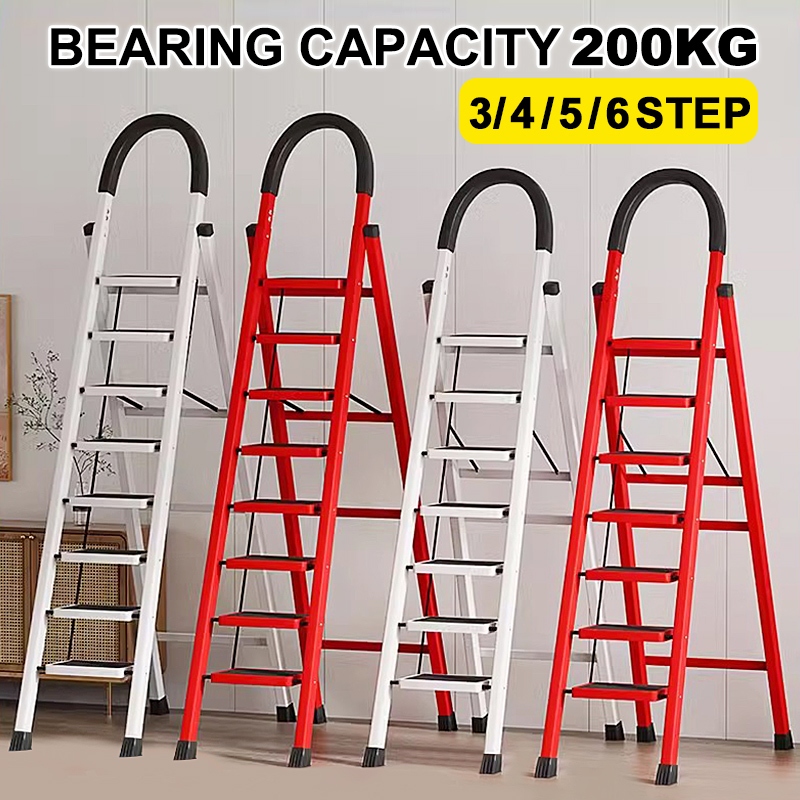 Ladder carbon steel foldable 3/4/5/6 step ladder safety non-slip ...