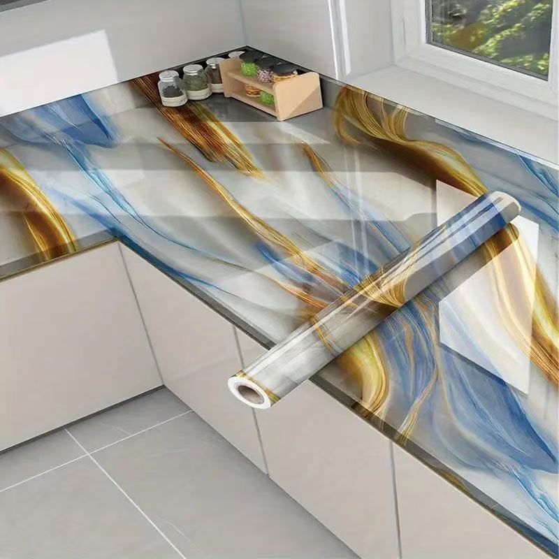 COD marble kitchen self-adhesive anti-oil sticker glossy waterproof ...