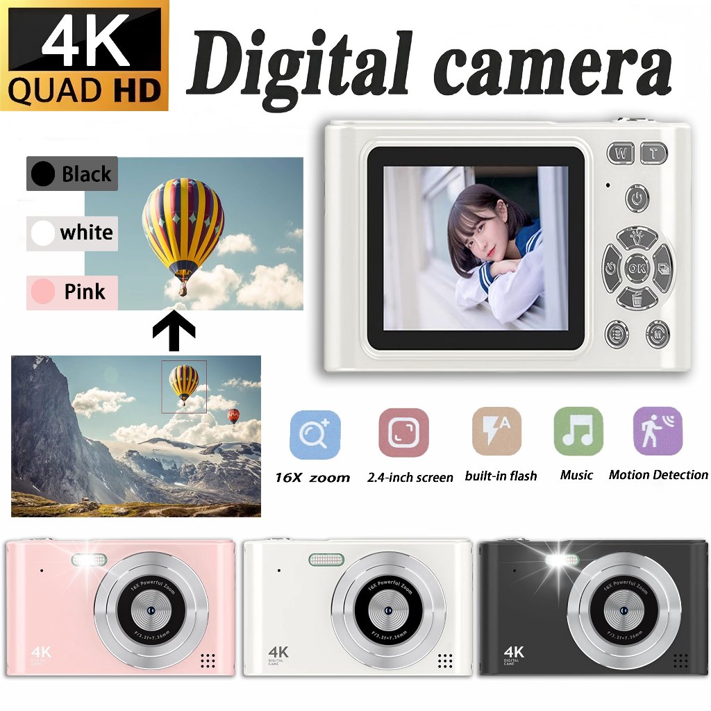 Digital Camera 4K HD For Photography Video Camcorder Rechargeable Mini ...