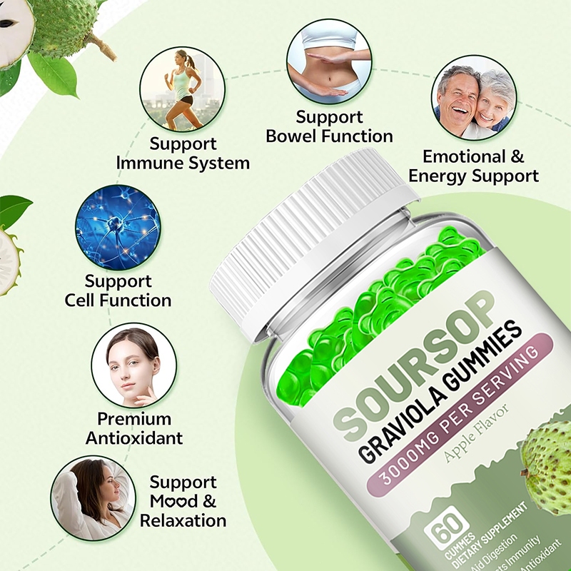 Soursop Graviola Gummies Organic Soursop Leaves & Fruit Extract Plus ...
