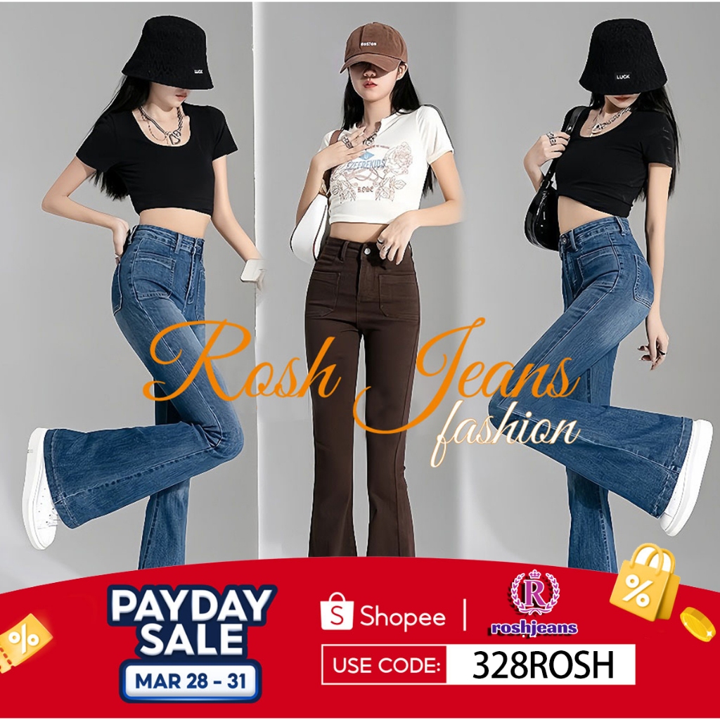 Rosh_Jeans Flare pants for women Korean Retro ladies Fit&Flare pants ...