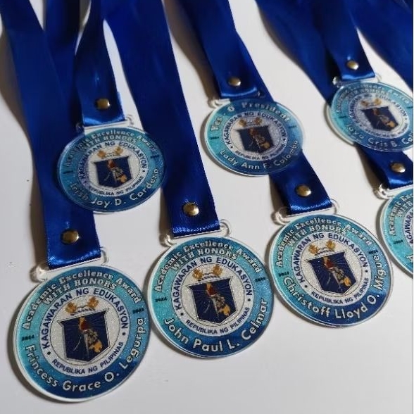 Customized Acrylic Medal with Premium Ribbon Lace 3inches and 2.5inches ...