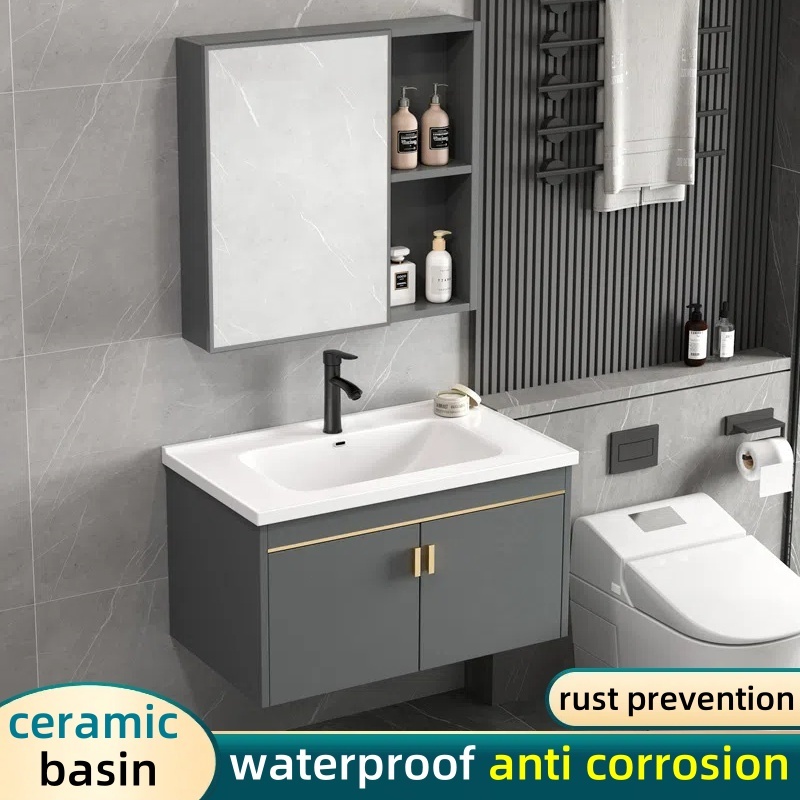 Bathroom Sink With Cabinet Lavatory Sink Set For Bathroom Mirror ...