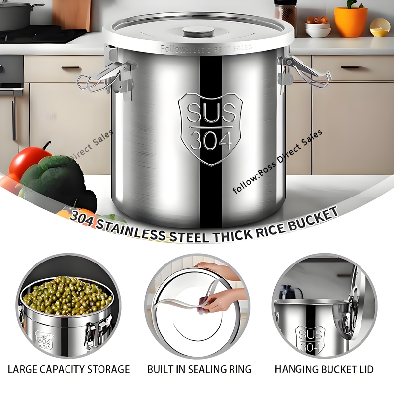 Stainless Steel Rice Storage Food Storage With Cover Moisture-Proof ...