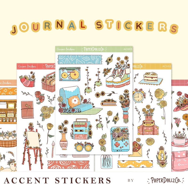 Spring Journal Accent Sticker | Planner Sticker | AC001 AC002 AC003 ...