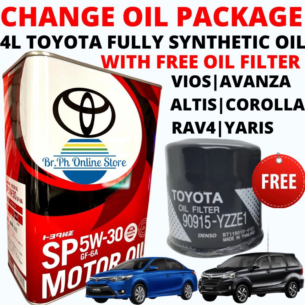 TOYOTA CHANGE OIL PACKAGE FULLY SYNTHETIC ENGINE OIL SP/5W-30, 4 ...