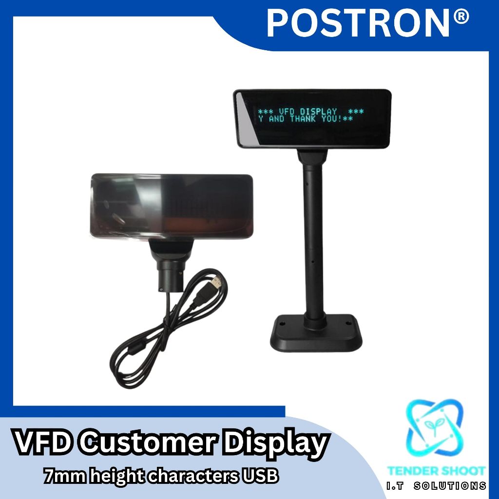 POSTRON VFD220C 20X2 Characters Double Line VFD Customer Display with ...