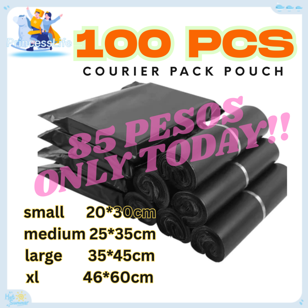PRINCESS LIFE 100PCS Black Courier Plain Pouch Express Pouch Parcel ...