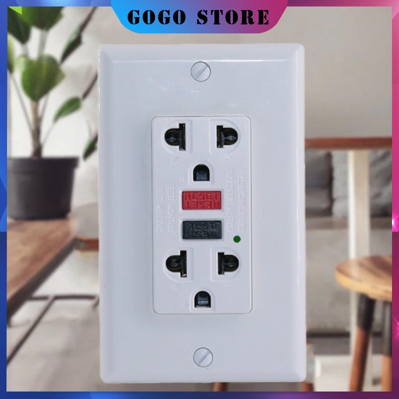 2-Gang GFCI Duplex Safety Outlet 16A/20A 250V Universal Outlet With ...
