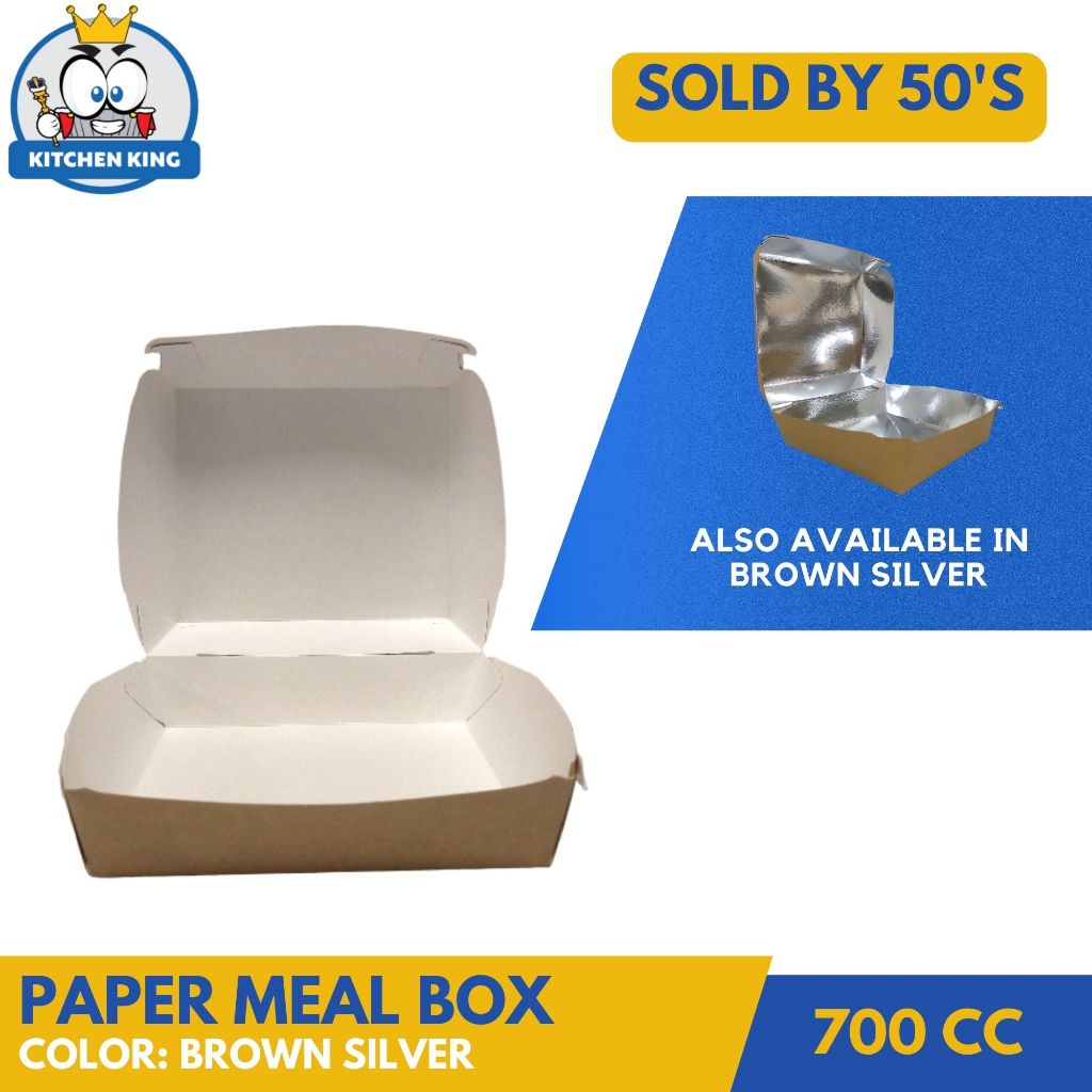 700cc Lunch Box Paper Clamshell Large Takeout box 50pcs Brown Coated ...