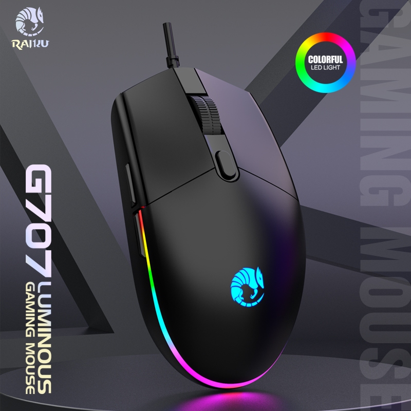 RAIKU G707 RGB Gaming Mouse 5 Adjustable DPI (800-3200) Ergonomic ...