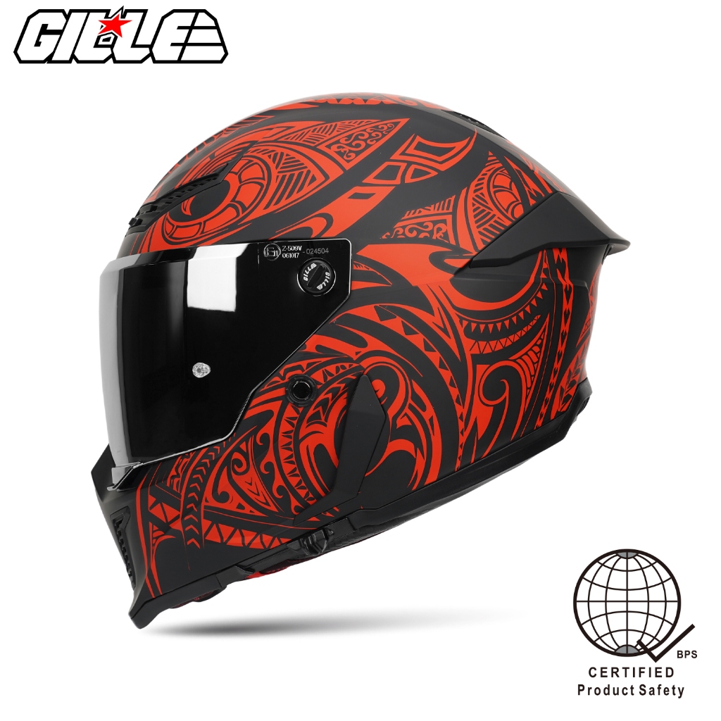 GILLE ASTRAL MAORI Design Motorcycle Helmet Full Face Dual Visor With ...