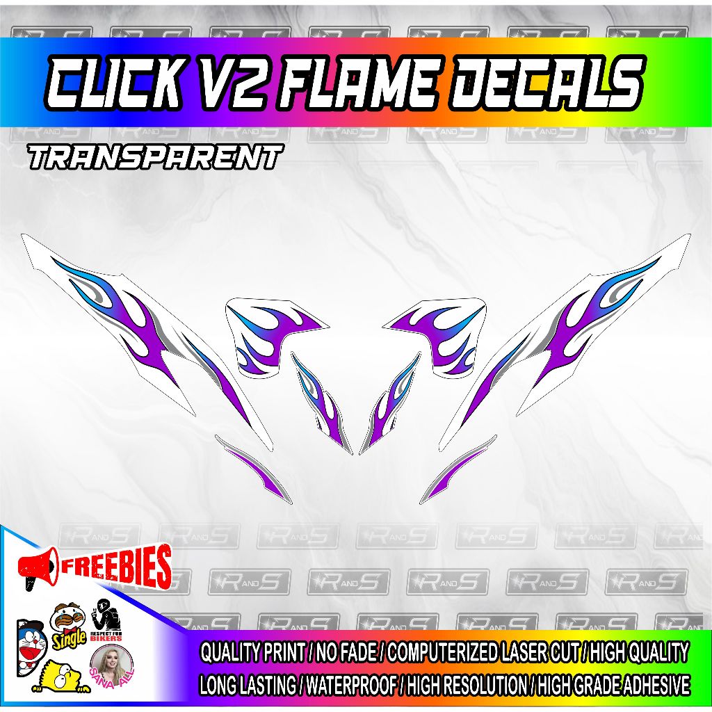 Honda Click V2 Flame Decals HD Print - More Colors Available | Shopee ...