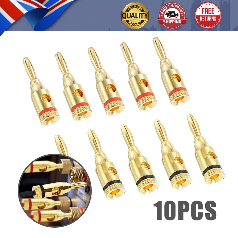 5 Pairs Gold Plated Musical Speaker Cable Wire Screw Metal Banana Plug ...