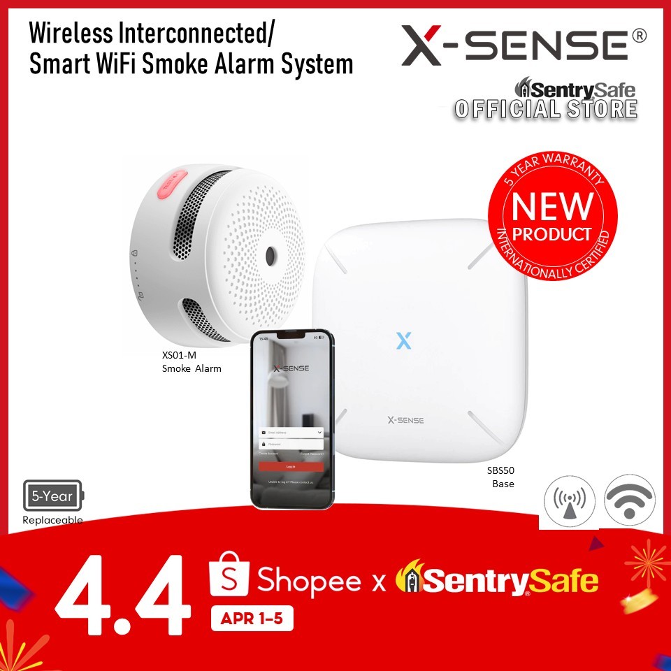 X-SENSE XS01-M & SBS50 (BUNDLE) SMART WI-FI INTERCONNECTED MINI SMOKE ...