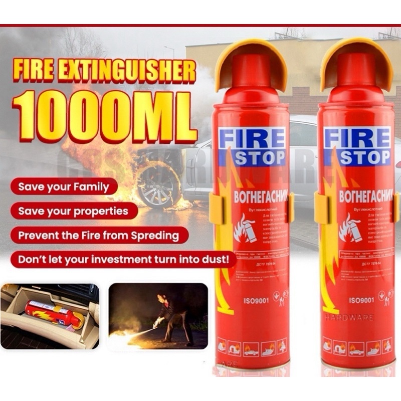 Car Fire Extinguisher - w/ Portable stand Fire Stop 1000 ml for car ...
