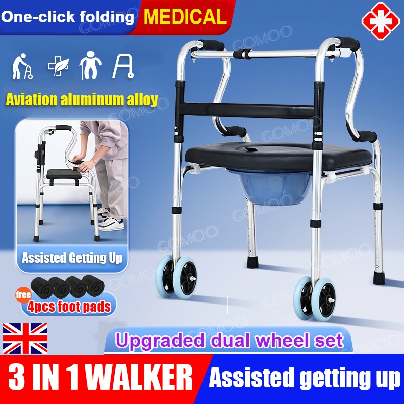 Walker for elderly Adult Walker With Wheels Seat Adjustable Foldable ...