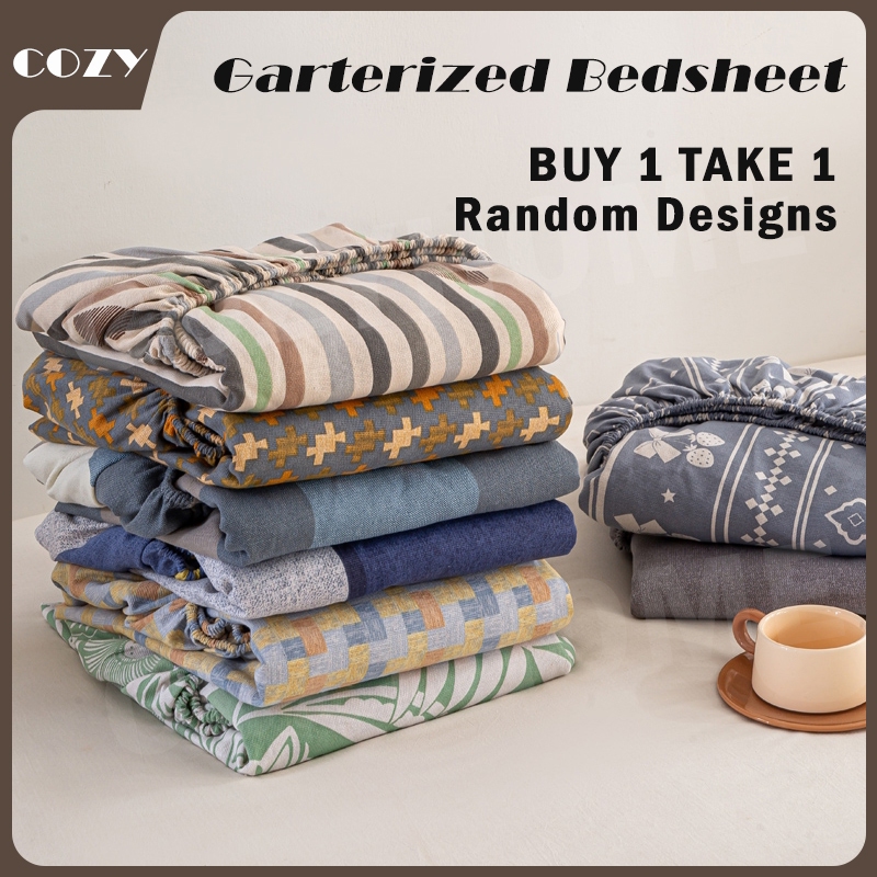 Buy 1 Take 1 Colorful Fully Garterized Bedsheet Fitted Bed Sheet ...