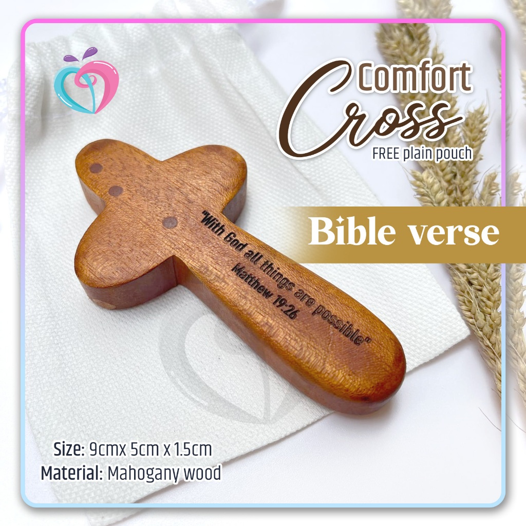 Personalized Comfort Cross – Handheld Wooden Cross with Engraved Bible ...