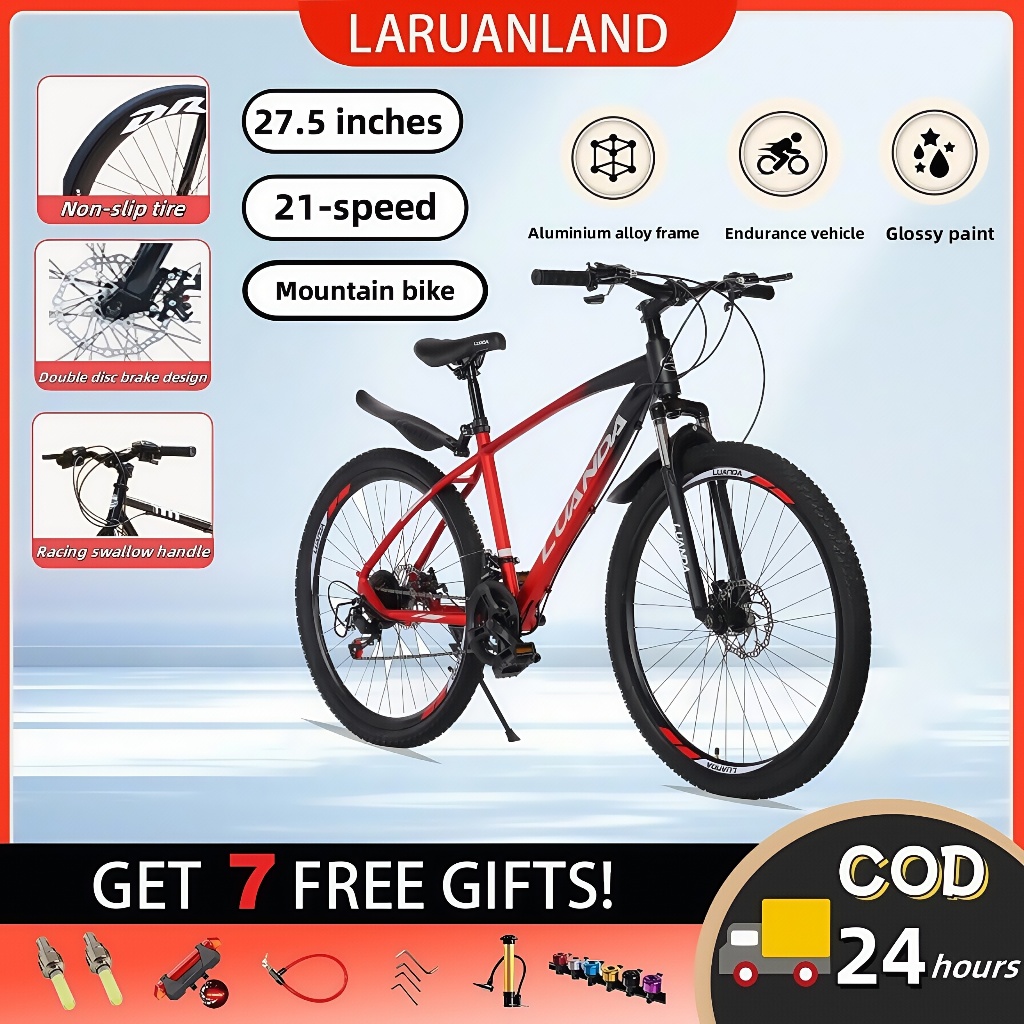 LUANDA Mountain bike Adult bike 27.5-inch aluminum alloy 21-speed dual ...
