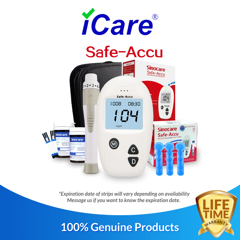 iCare SR Safe Accu Blood Glucose Meter COMPLETE SET (1Meter + 50/100 ...