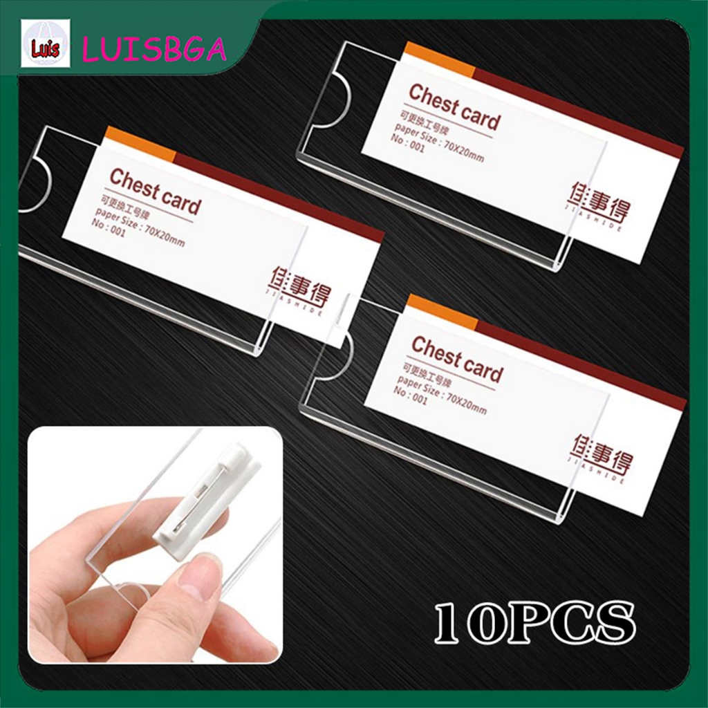 10pcs Reusable Acrylic Name Tag Holders ID Badge Set with Pins for ...