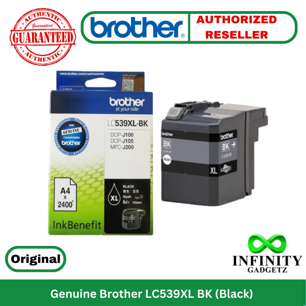 Genuine Brother LC539XL-BK Ink Black for DCP-J100 DCP-J105 MFC-J200 ...