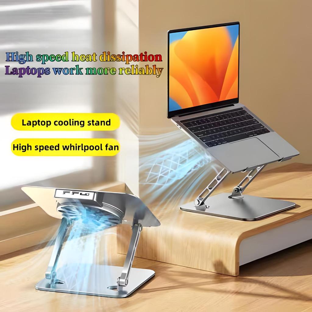 Laptop Stand With Fan Height Adjustable Metal Laptop Tablet Stand for ...