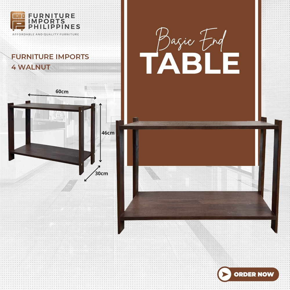 Spencer Basic End Table 4 Walnut - Durable 100% Latex Wood Frame, Real ...