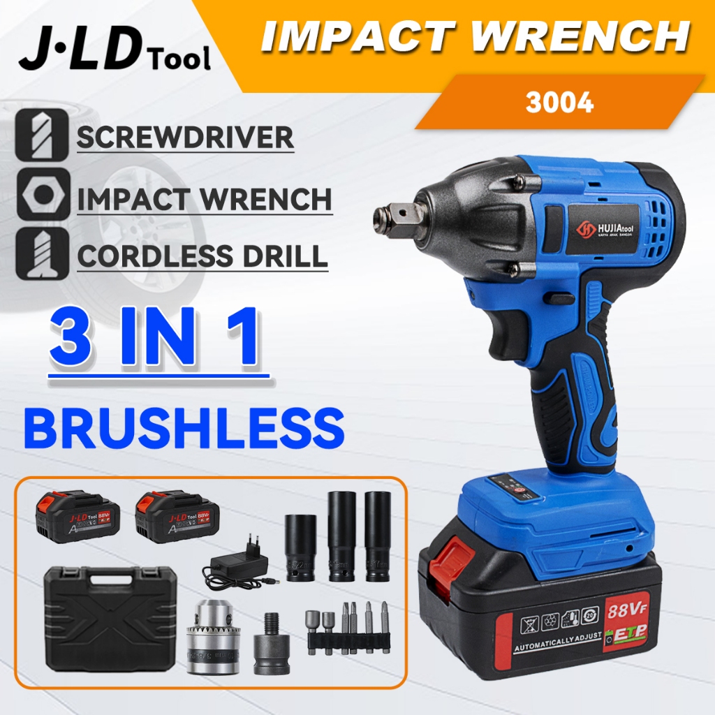 J.LD TOOL 3 in 1 Power Tools Impact Wrench Cordless Drive Screwdriver Drill Socket Set | Shopee ...