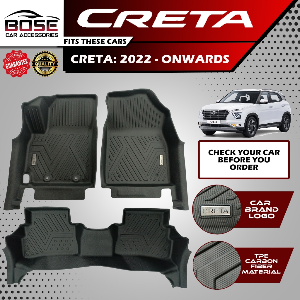 Hyundai Creta 2022 Onwards TPE Carbon Fiber Deep Dish Matting Deepdish ...