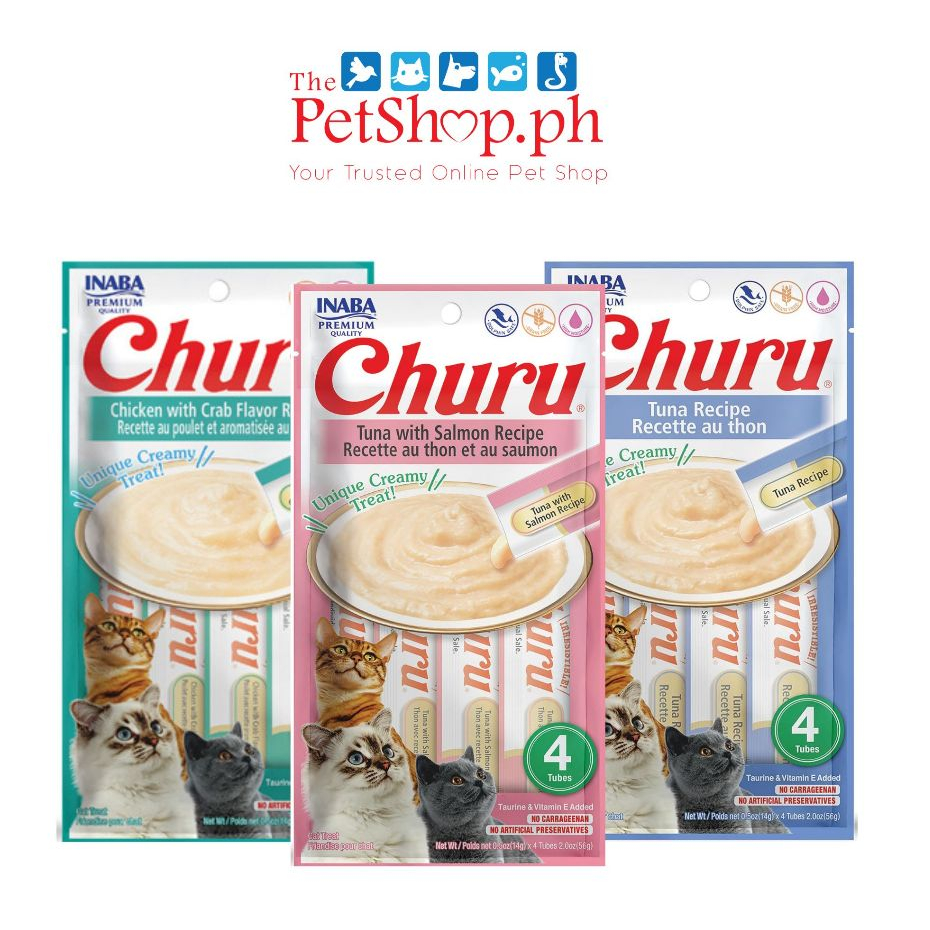 iNABA Churu Cat Treats, Lickable, Squeezable Creamy Purée Cat Treat ...