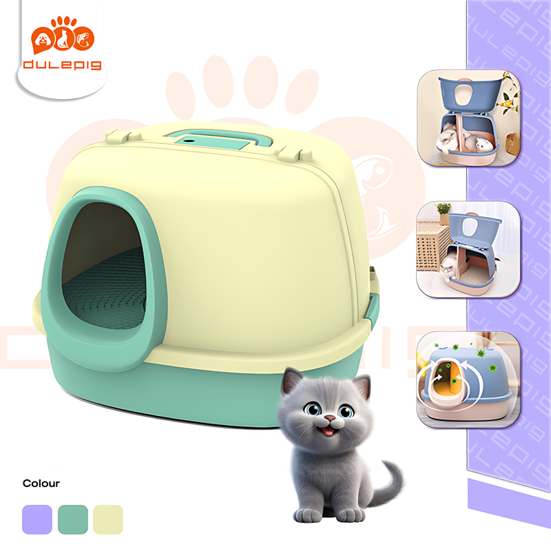 Cat Litter Box Pet Covered House With Scooper Cat Poop Box Free Cat ...