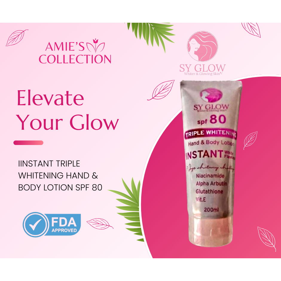 SY GLOW TRIPLE WHITENING INSTANT WHITE HAND & BODY LOTION SPF 80 (200ml) | Shopee Philippines