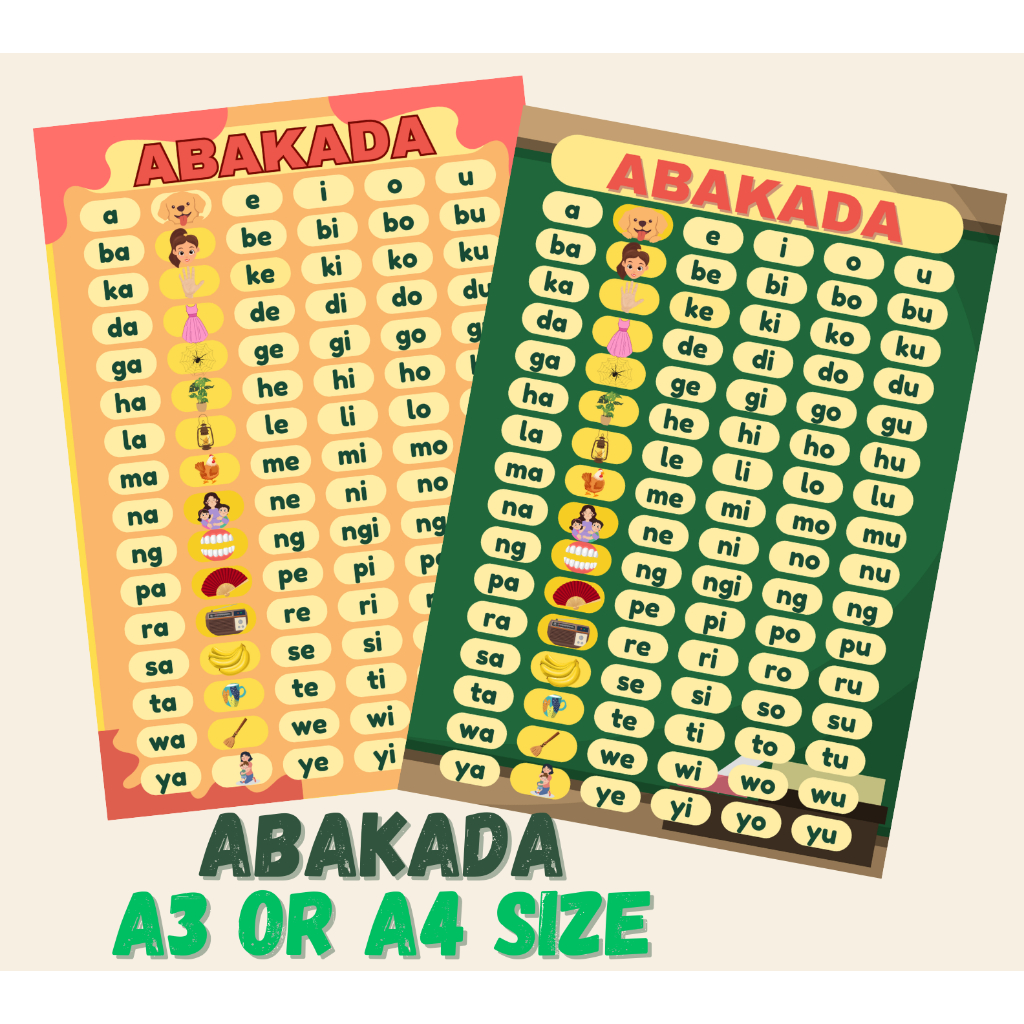 ABAKADA a3 or a4 chart laminated poster | Shopee Philippines
