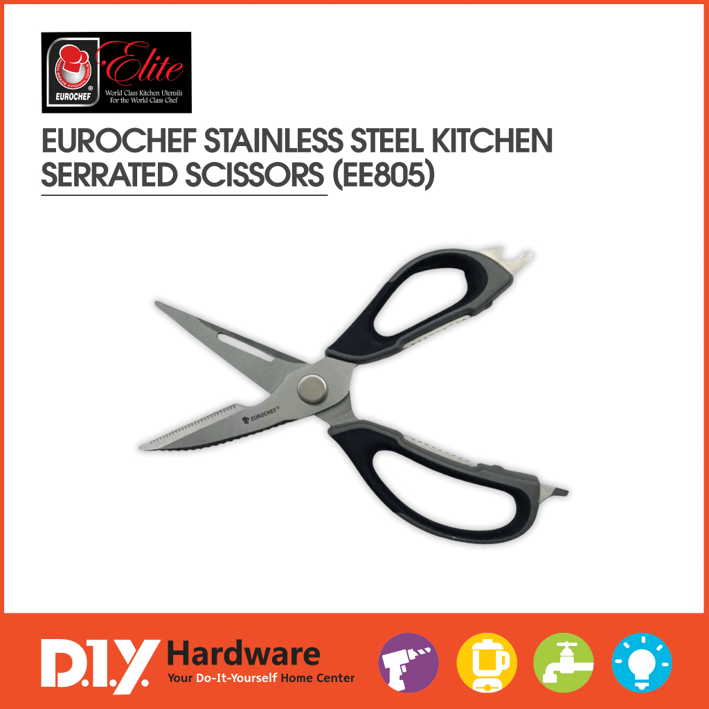 EUROCHEF by DIY Hardware Stainless Steel Kitchen Serrated Scissors ...