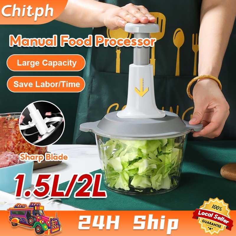 CHIT 1.5L/2L Manual Food Processor Multi-Functional Kitchen Chopper ...