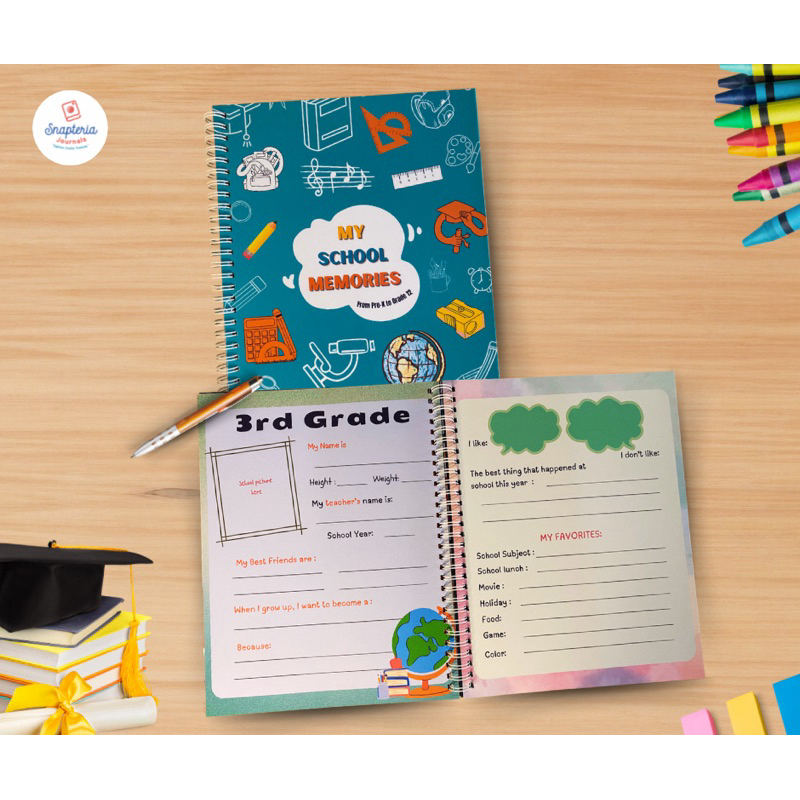 My School Memory Book Journal from Pre-K to Grade 12 Unisex Colorful ...