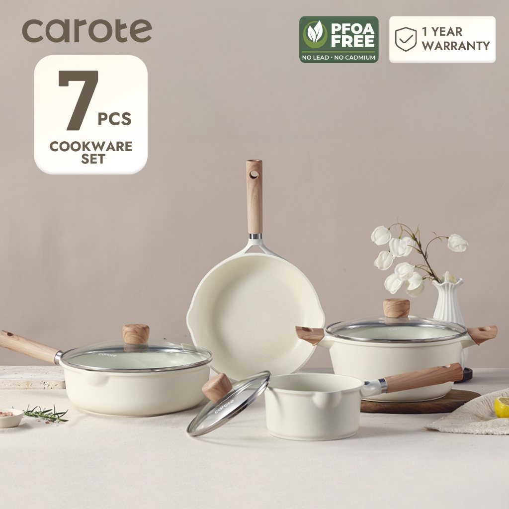 Carote Nonstick Cookware Set 7pcs Healthy Nonstick Frying Pans&Pots NO ...