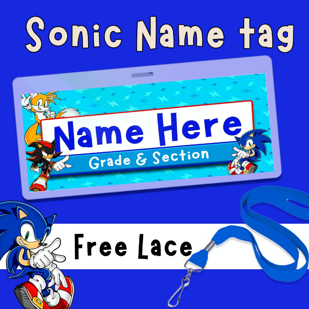 Sonic NAME TAG Laminated for school personalized for kids colorful ...