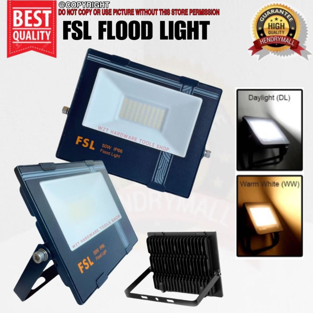 FSL WATERPROOF LED FLOOD LIGHT DAYLIGHT & WARM LIGHT COLOR 50W 100W ...
