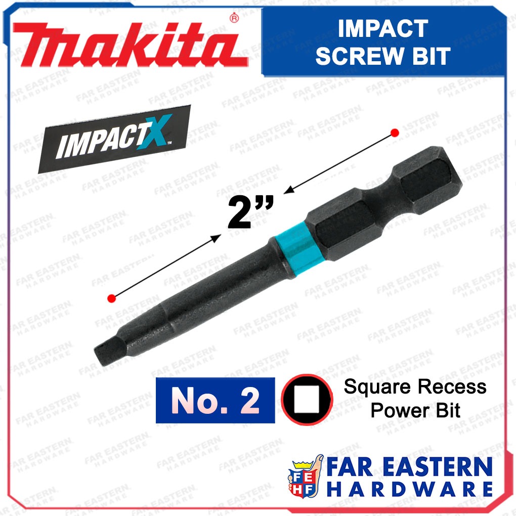 MAKITA Square Recess Power Impact Screw Bit #2 2" A-97374 Compatible ...