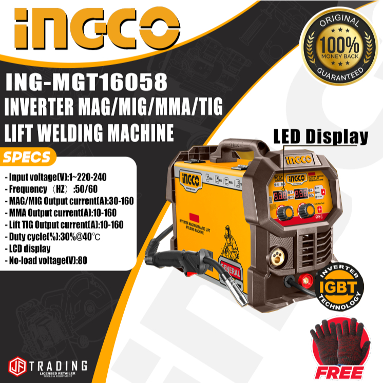 INGCO INVERTER MAG/MIG/MMA/TIG LIFT WELDING MACHINE ING-MGT16058 HIGH ...
