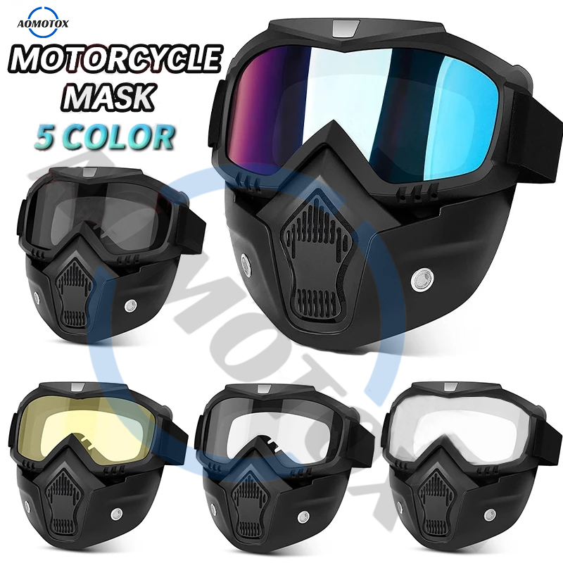 AOMOTOX Motorcycle Goggles Mask Helmet goggles Removable Open Half Face ...