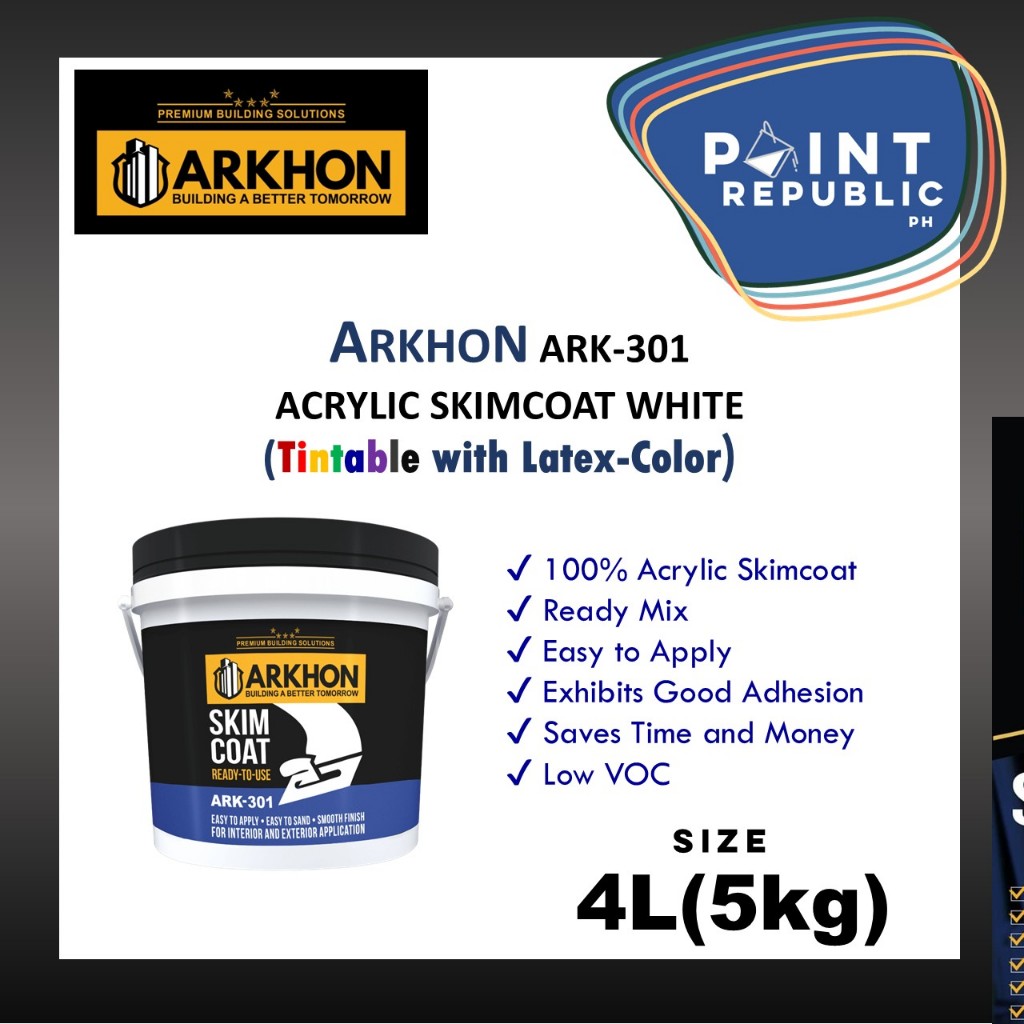 ARKHON ARK-301 Acrylic Ready Mixed Skimcoat White - 5KG (GAL) | Shopee ...