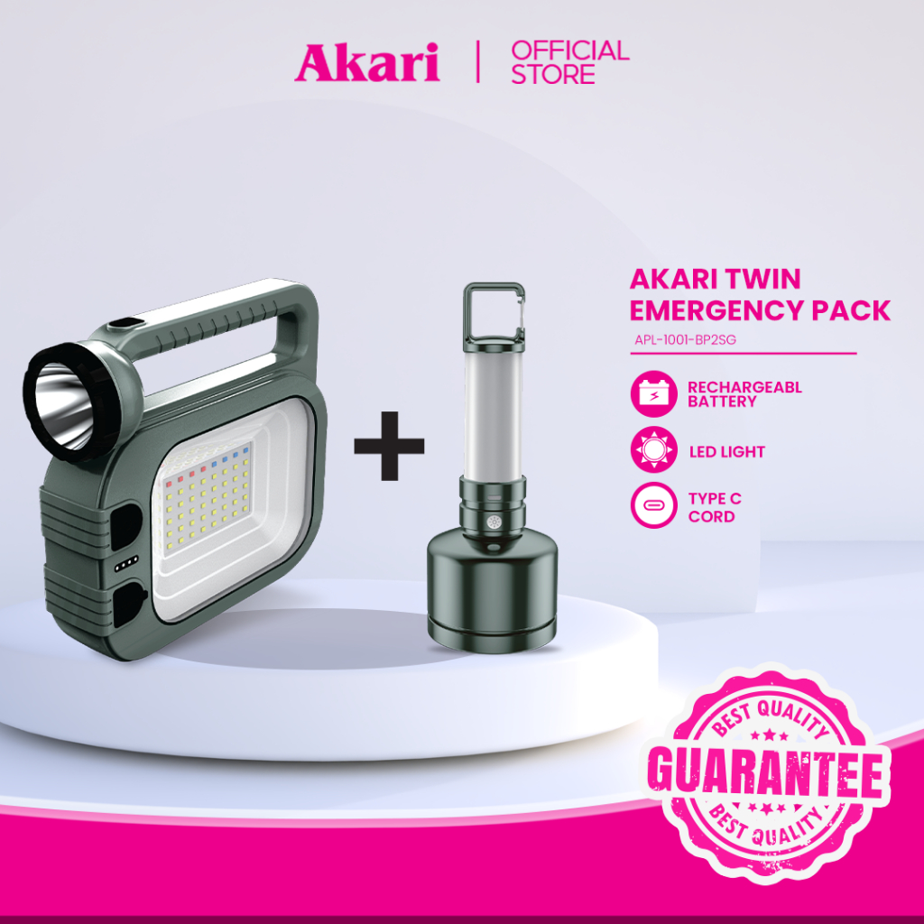 AKARI Twin Emergency Pack bundle - Solar Handy Light Rechargeable ...