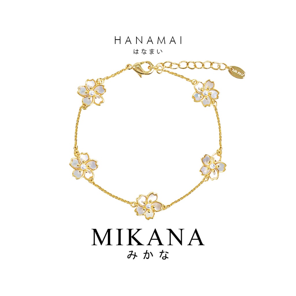 Mikana Gold Plated Sakura Hanamai Charm Bracelet for woman accessories ...